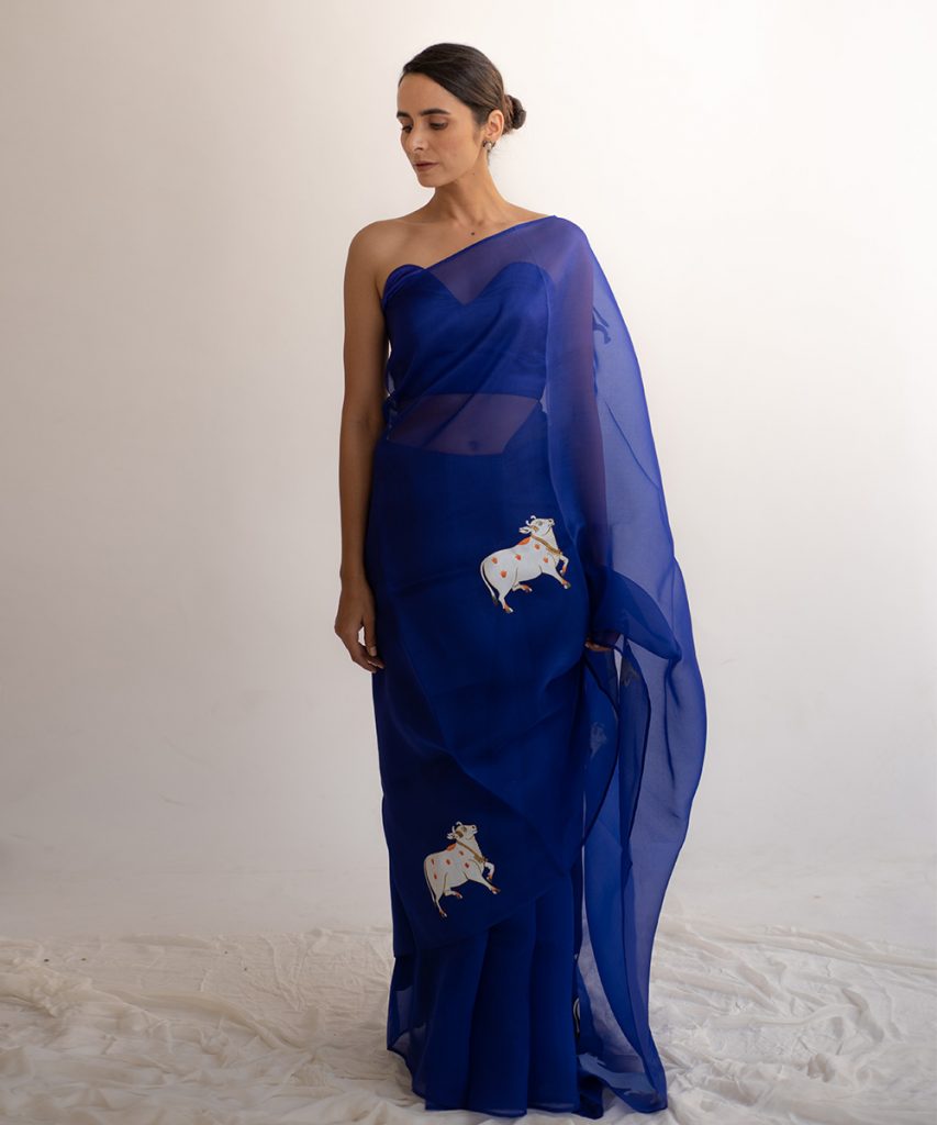 The Indian Roller Pure Silk Organza Light Teal Colour Saree - Kapardara ...