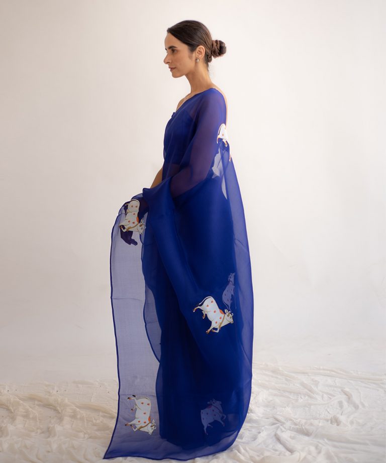 The Indian Roller Pure Silk Organza Light Teal Colour Saree - Kapardara ...