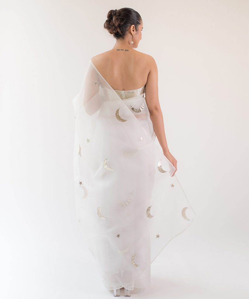 Moonlight Pure Silk Organza Pearl White Colour Saree - Kapardara ...