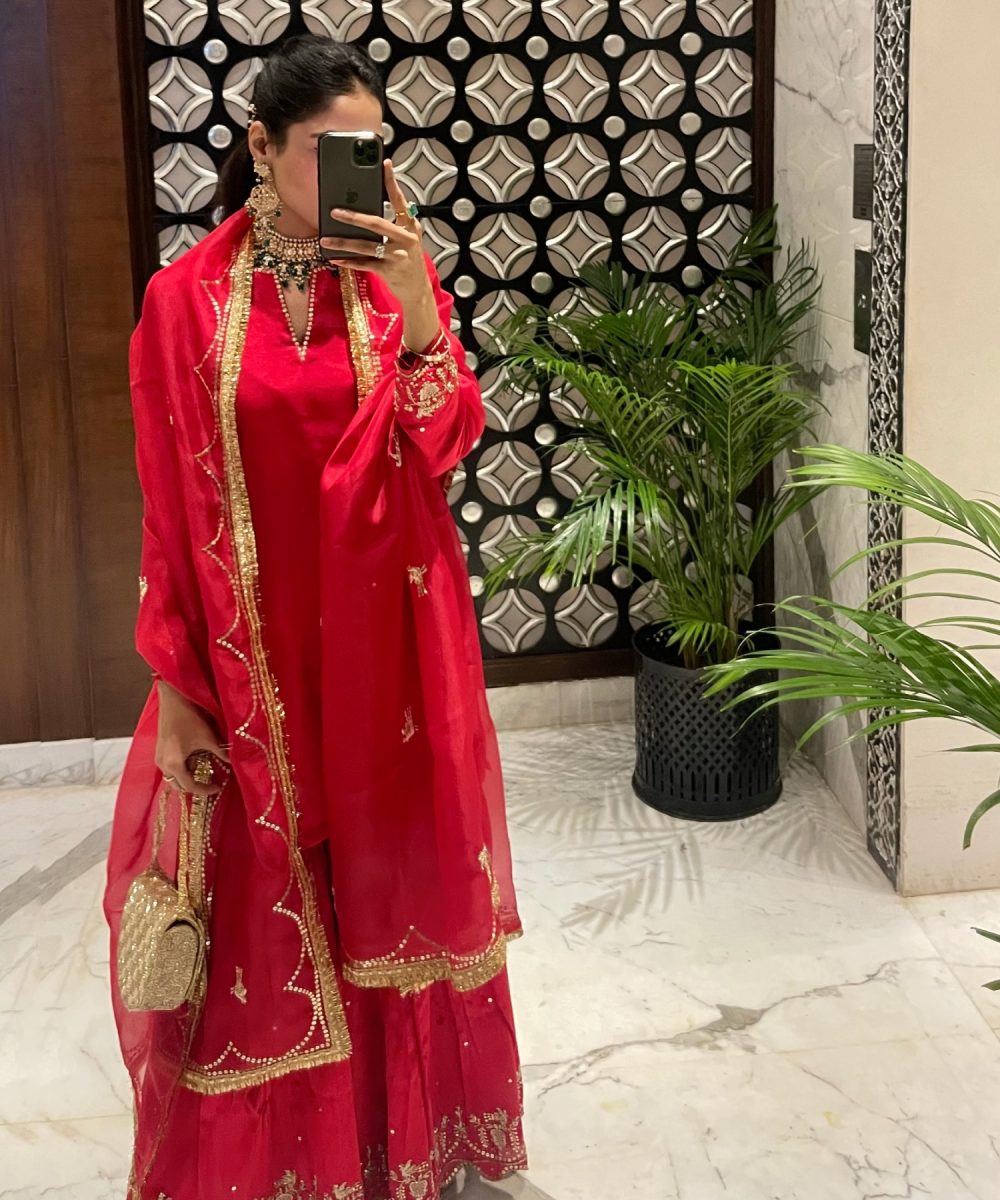 Ruby Heritage Heirloom Suit Set Ruby Red Colour - Kapardara- online ...