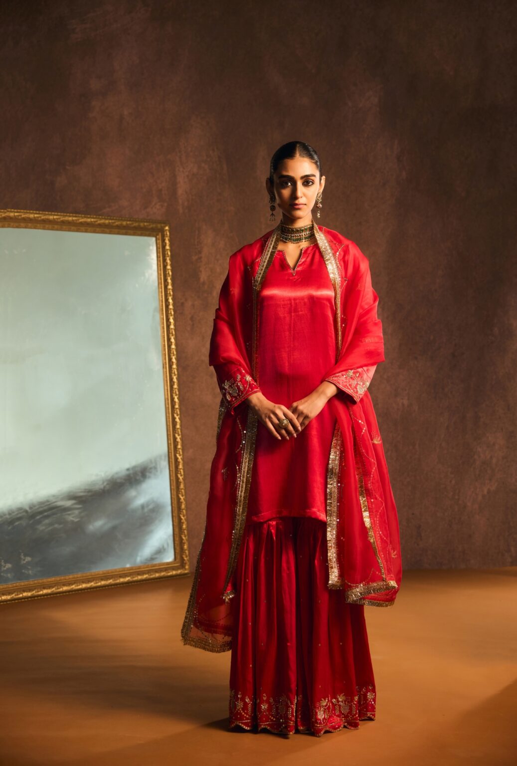 Ruby Heritage Heirloom Sharara Set Ruby Red Colour - Kapardara- online ...